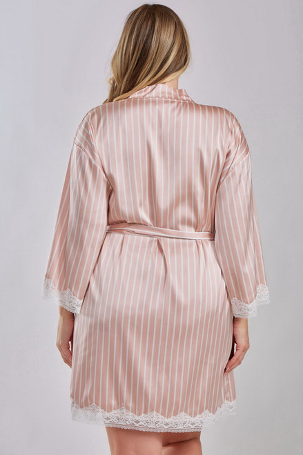 Plus Size Pinstripe Me Down Robe - Spicy Lingerie