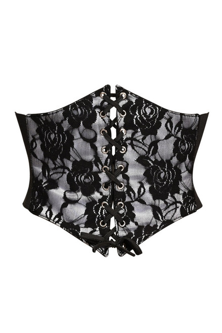 Plus Size Lavish White And Black Lace Waist Cincher Spicy Lingerie