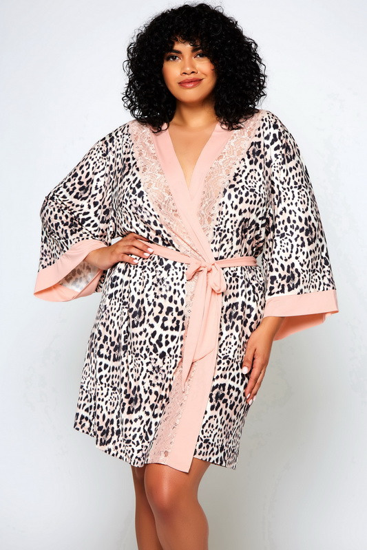 Golden Age Leopard Print Satin Robe- Spicy Lingerie