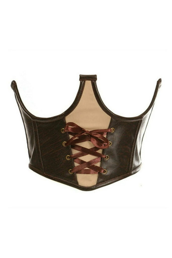 Plus Size Top Drawer Faux Leather Steel Boned Lace-Up Open Cup Waist ...
