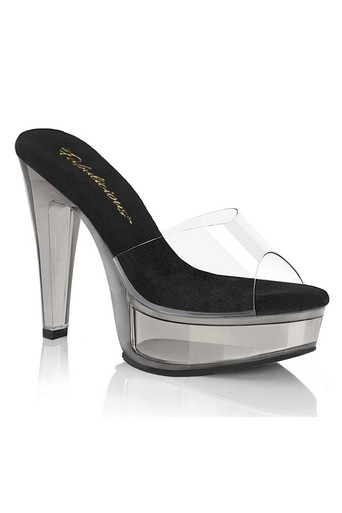 Clear 5" Black Smoke Tinted Platform Slide - Spicy Lingerie