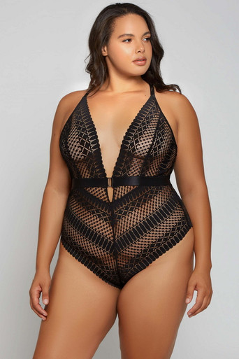 Plus Size Black Hazel Lace Lingerie Teddy Spicy Lingerie