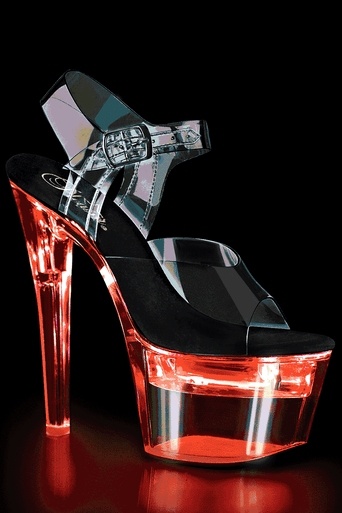 Clear Black Platform LED Illuminated Ankle Heels - Spicy Lingerie