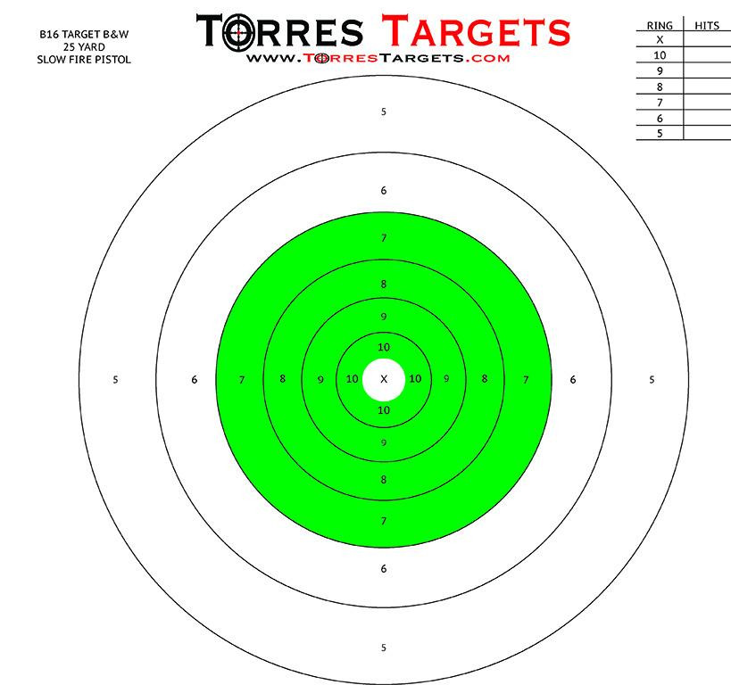 B16 Style Shooting Bullseye Paper Shooting Target - Green by Torres Targets