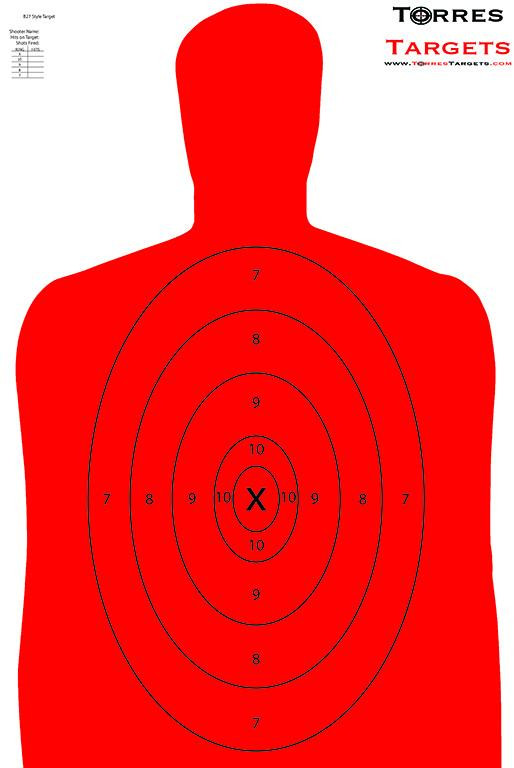 B27 Silhouette Paper Shooting Target Red from TorresTargets.com