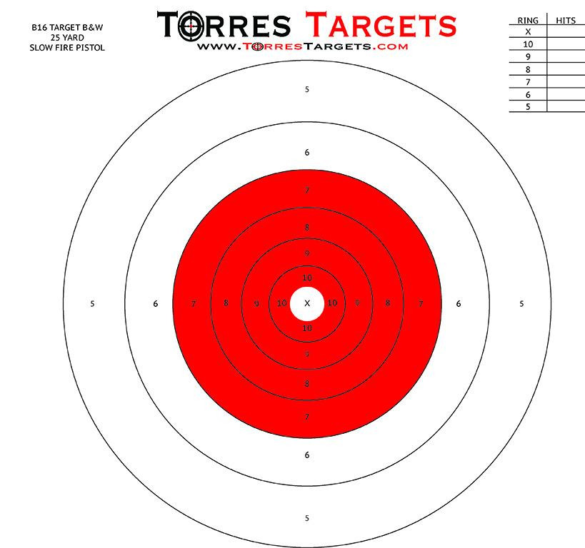 B16 Style Bullseye Paper Shooting Target - Red by Torres Targets