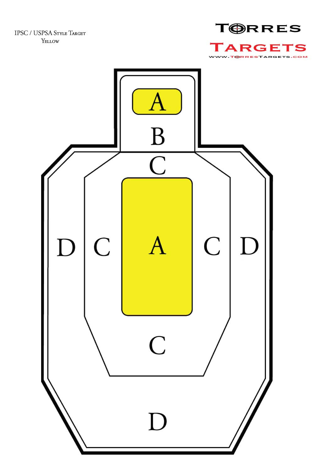 IPSC & USPSA Style Paper Shooting Target - Yellow