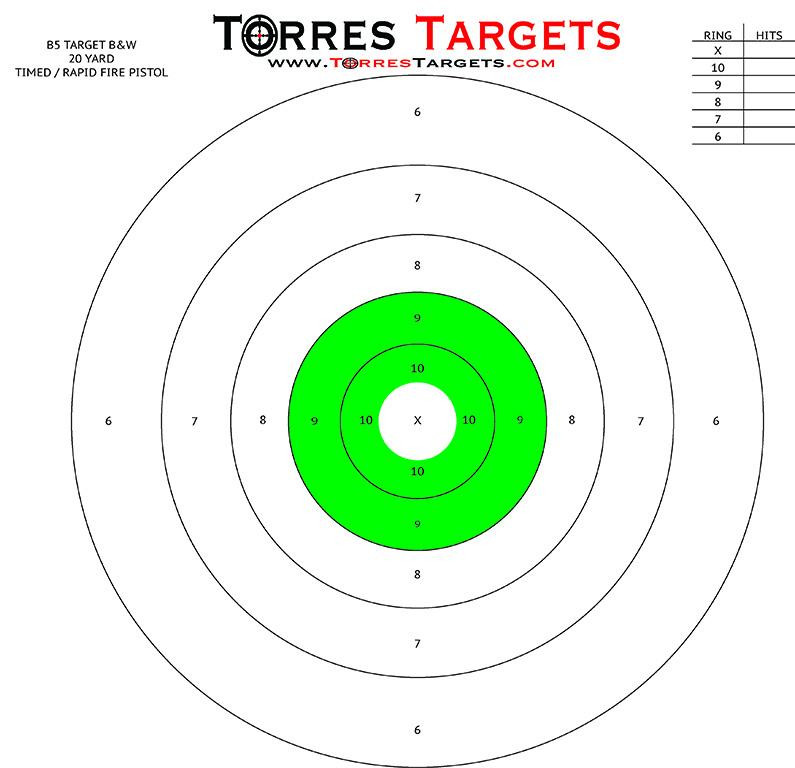 B5 Style Bullseye Paper Shooting Target Green by Torres Targets