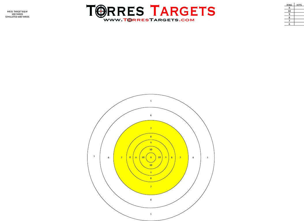 MR31 Style Bullseye Target Yellow from TorresTargets.com