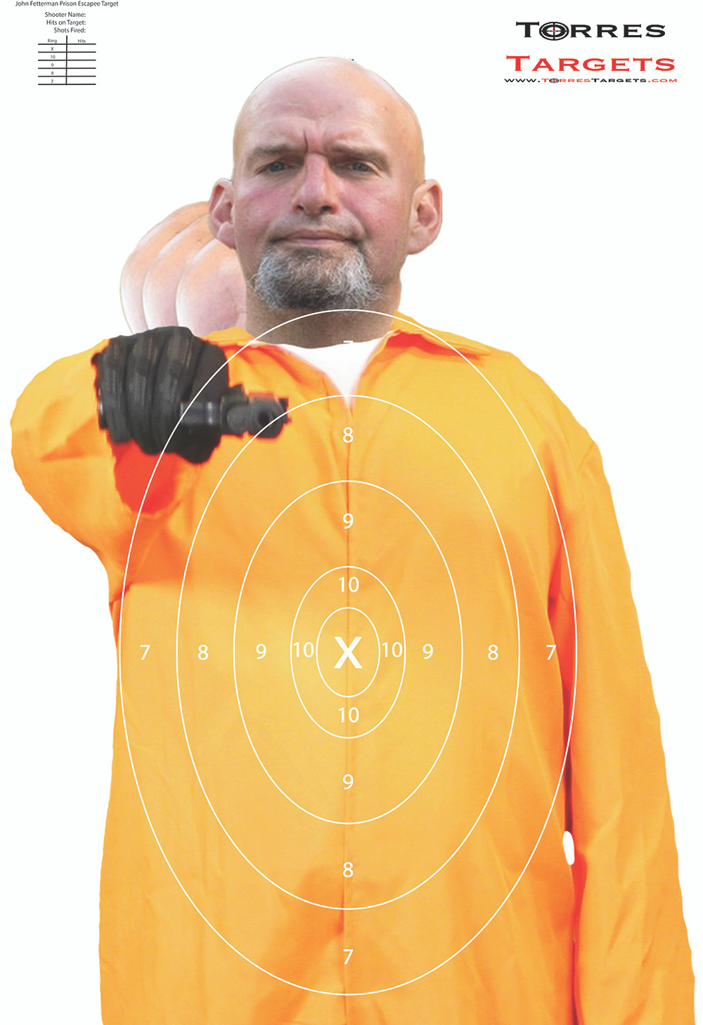 John Fetterman Paper Shooting Target - Prison Escapee