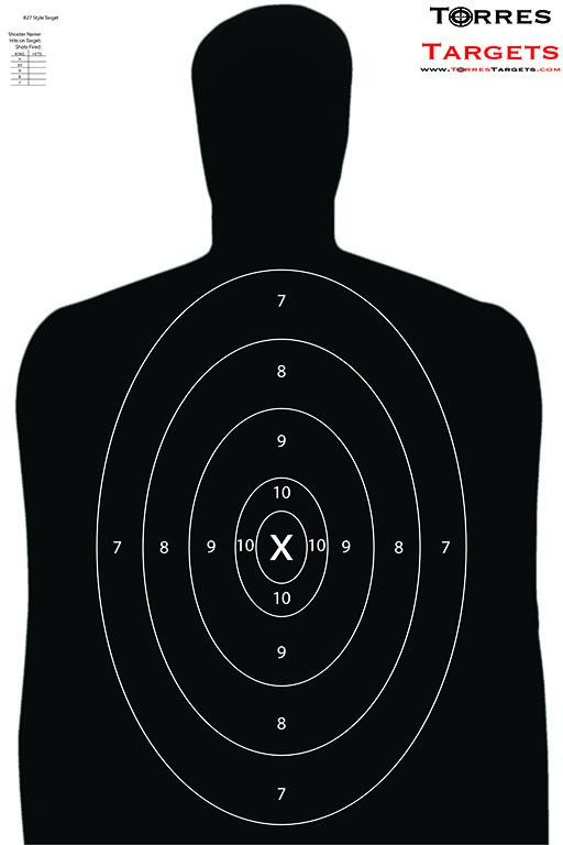 B27 Style Silhouette Paper Shooting Target Black by Torres Targets