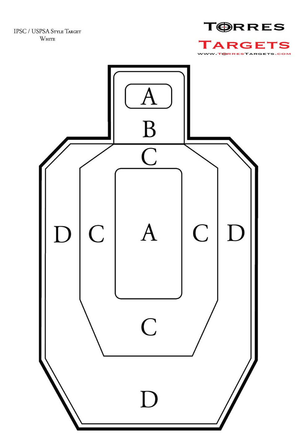 IPSC & USPSA Style Paper Shooting Target - White