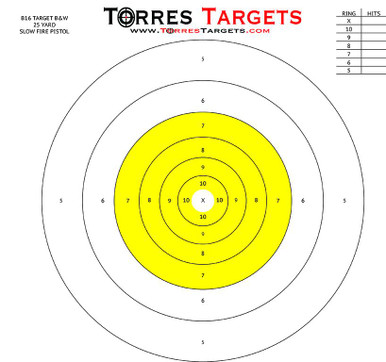 B16 Style Bullseye Paper Shooting Target - Yellow