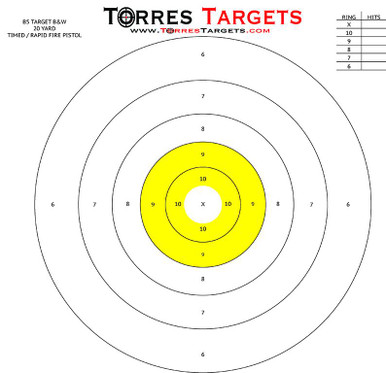 B5 Style Bullseye Shooting Target - Yellow