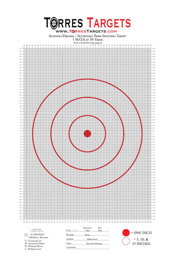 36 Yard MOA Paper Shooting Target With 1/4 MOA Adjustments 24x36 inches