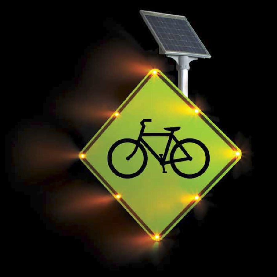 BlinkerSign® Flashing LED Bicycle (Symbol) Sign W11-1 - Bike and Trail ...