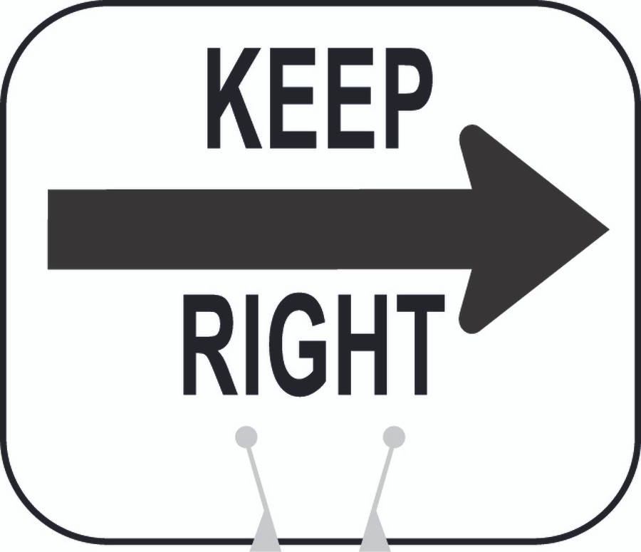 Cone and Delineator Keep Right With Arrow Sign - Cone Signs | TAPCO