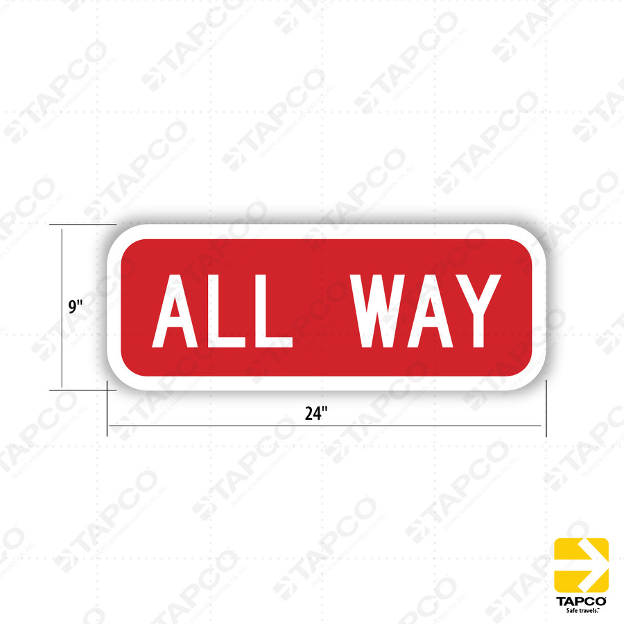 R1-3P ALL WAY Sign Plaque - Standard Traffic Signs | TAPCO