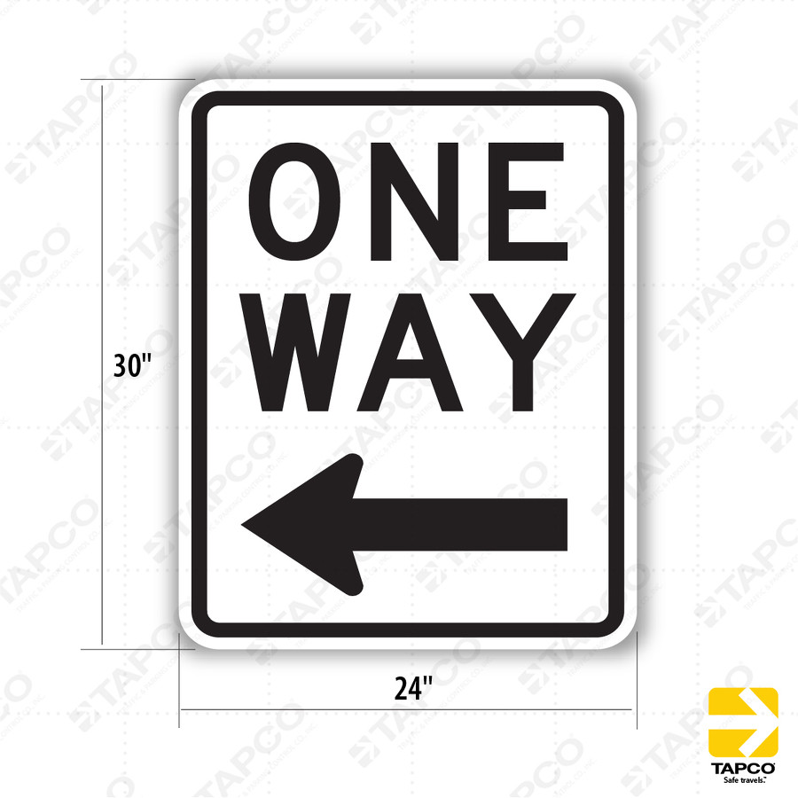 ONE WAY (left arrow) Sign R6-2L - Standard Traffic Signs | TAPCO