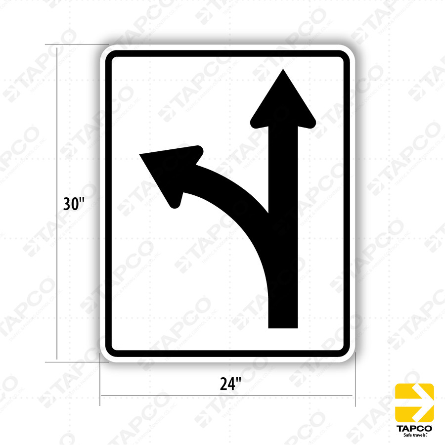 Straight and Left Turn Arrow (Symbol) Sign R3-6L - Lane Control Signs ...