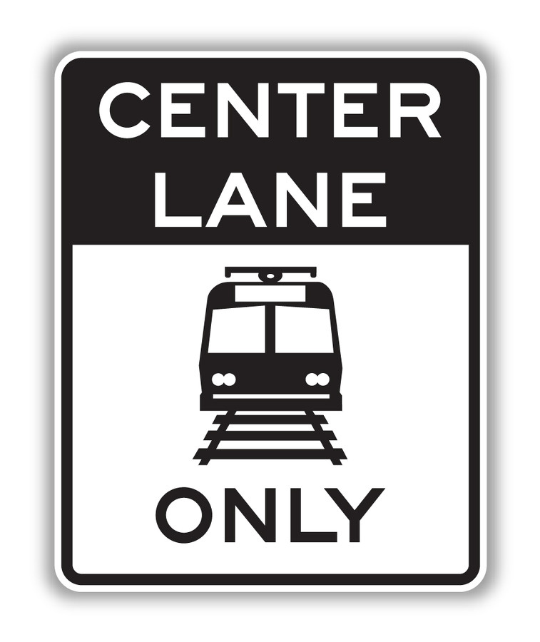R15-4c RAIL ONLY (symbol) CENTER LANE ONLY Sign - Lane Control Signs ...