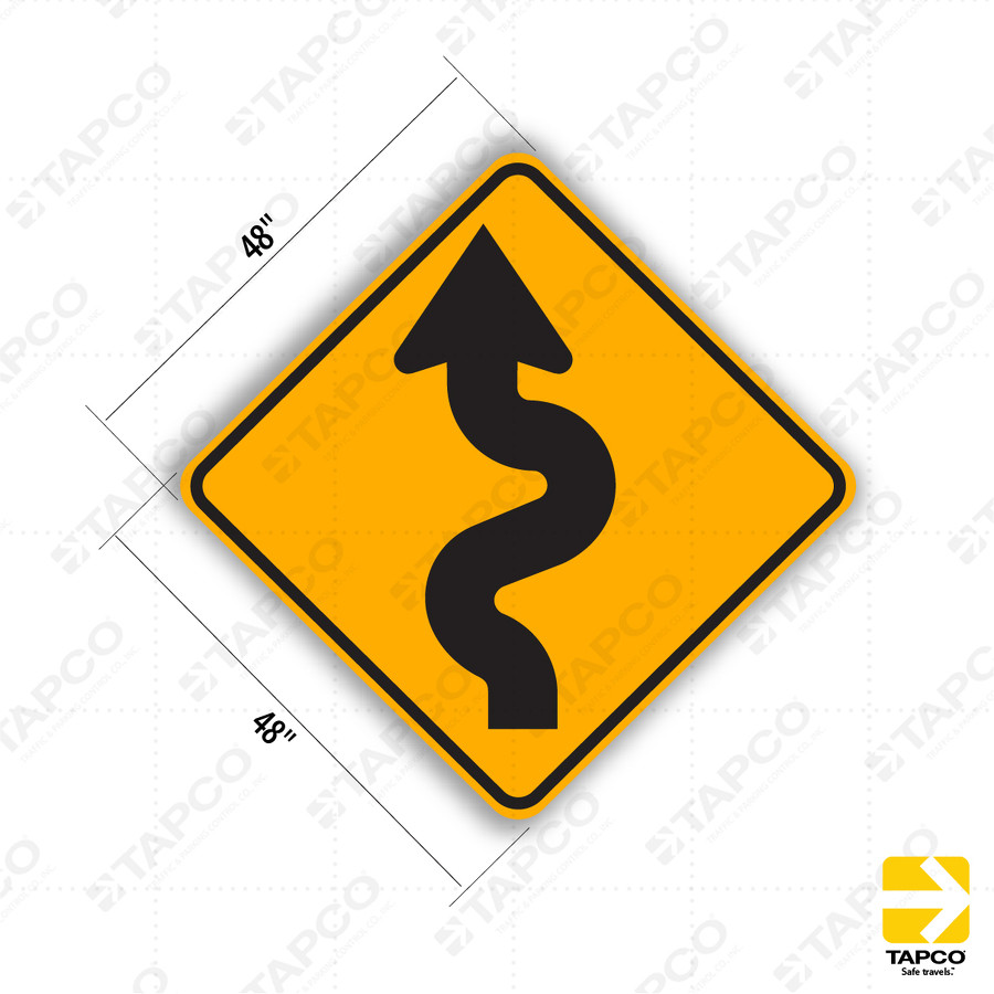 W1-5L LEFT WINDY ROAD (symbol) Sign - Curve Warning Signs | TAPCO
