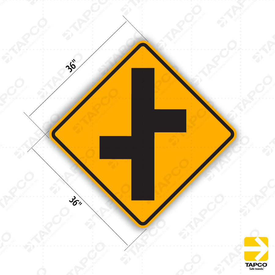 W2-7L LEFT OFFSET SIDE ROADS (symbol) Sign - Intersection Warning Signs ...