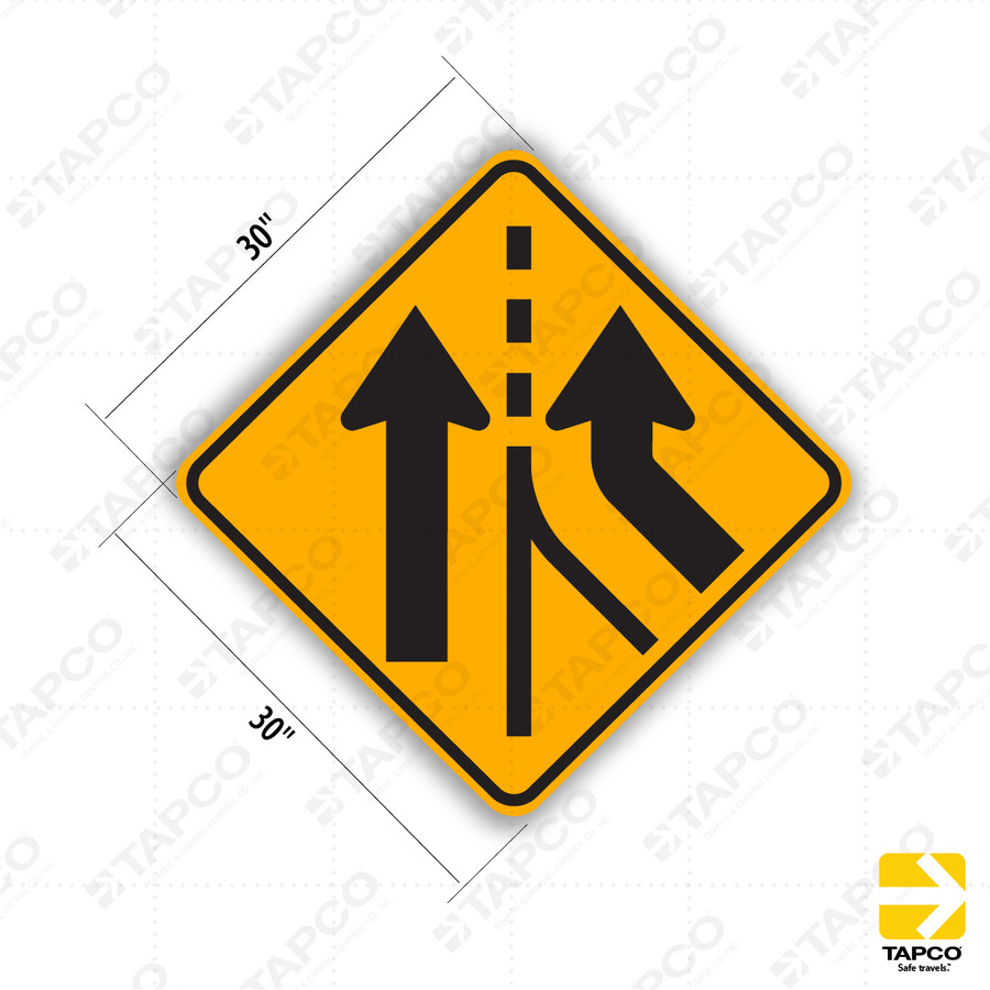 W4-3 ADDED LANE (Symbol) Sign - Merging and Passing Signs | TAPCO
