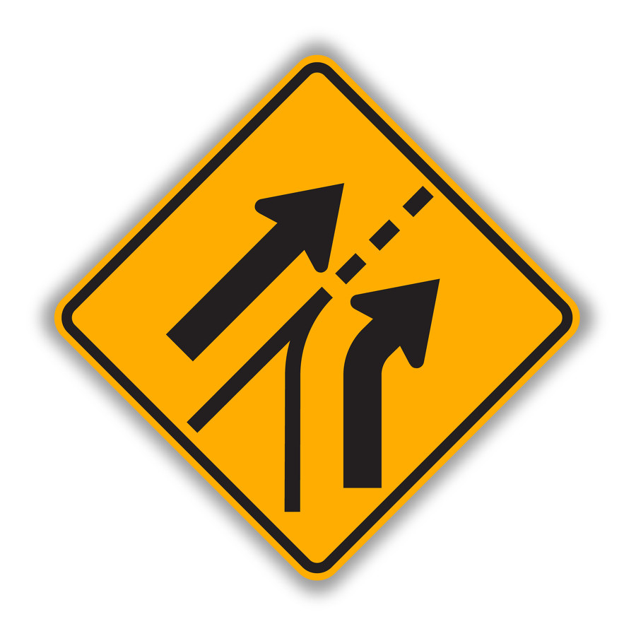 W4-6 Entering Roadway Added Lane (symbol) Sign - Merging and Passing ...