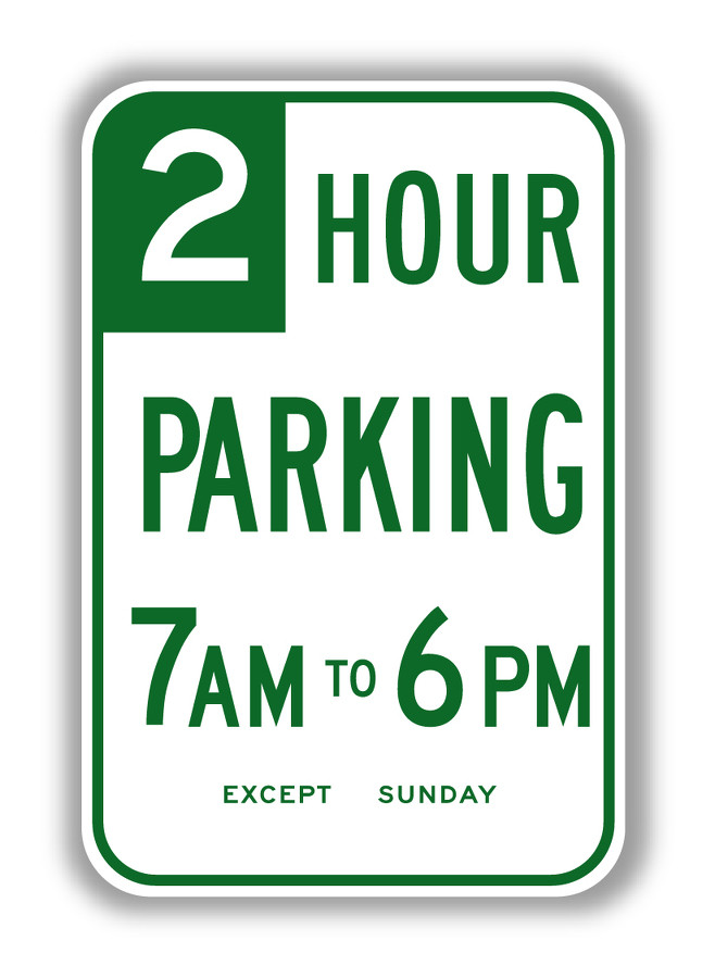 R32 (CA) 2 HOUR PARKING (Specify Times) EXCEPT SUNDAY Sign - Parking ...