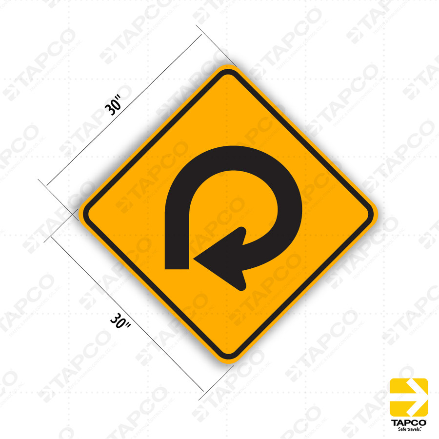 W1-15 270 DEGREE LOOP (symbol) Sign - Curve Warning Signs | TAPCO