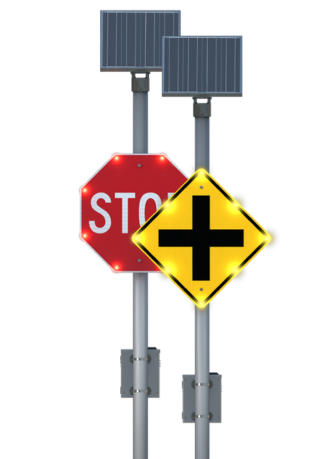 BlinkerSign® Flashing LED Signal Ahead Sign W3-3 - Intersection ...