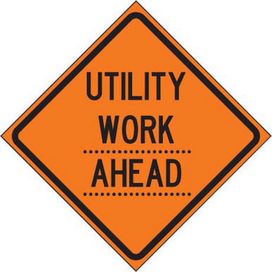 Changeable Roll-up Signface UTILITY WORK AHEAD Sign - Rigid Signfaces ...