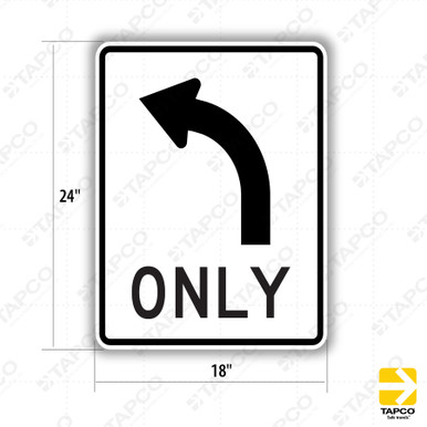 Left turn arrow (symbol) ONLY Sign R3-5L - Lane Control Signs | TAPCO