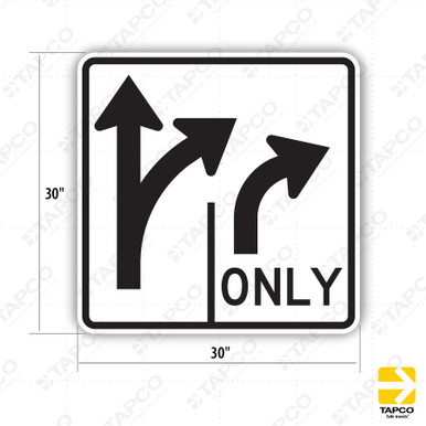Double Lane Control Straight & Right Turn Arrow (symbol) with Right ...