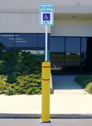 52" Flexible Bollard with 8' Sign Post - Spring Post Bases | TAPCO