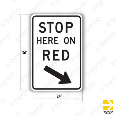 R10-6 STOP HERE ON RED (Arrow Symbol) Sign - Lane Control Signs | TAPCO