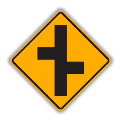 W2-7R RIGHT OFFSET SIDE ROADS (symbol) Sign - Intersection Warning ...