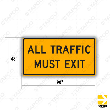W19-5 ALL TRAFFIC MUST EXIT Sign - Advance Traffic Control Signs | TAPCO