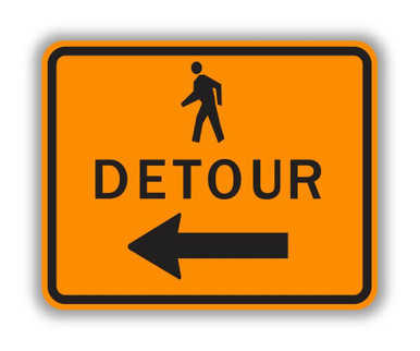 M4-9b DETOUR (Pedestrian Symbol) Sign - Orange Construction Signs | TAPCO