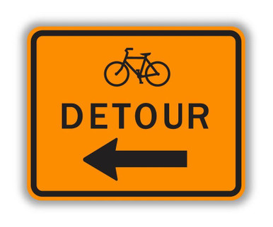 M4-9c DETOUR (Bicycle Symbol) Sign - Orange Construction Signs | TAPCO