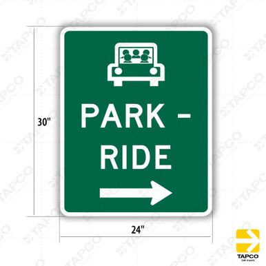D4-2 Park - Ride (Right Arrow) (Car Symbol) Sign - Parking Information ...