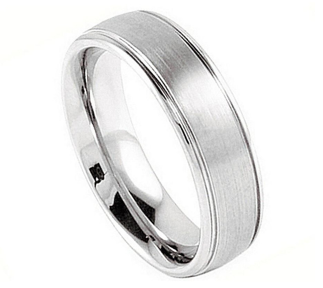 Blade Cobalt Polished Domed Ring with Flat Thin Brushed Sides | Wedding ...