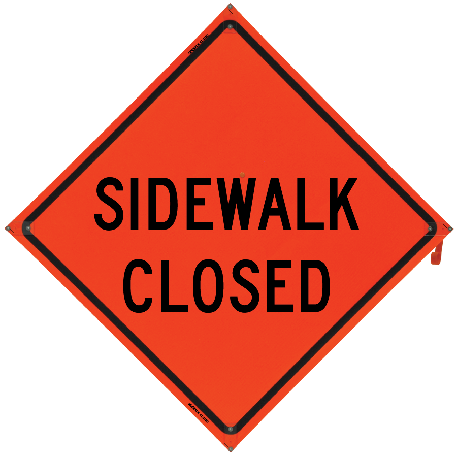 SIDEWALK CLOSED Sign- Vinyl, Non-Reflective