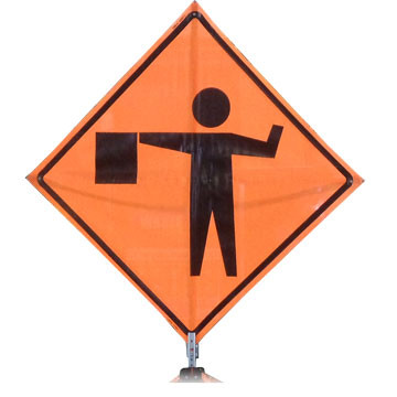 B A4SF03050 SG "FLAGGER SYMBOL" Standard Grade 48"Roll-Up Sign