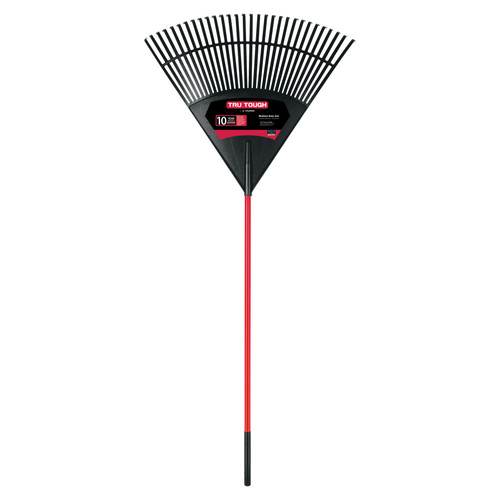 Truper Flexible Poly Leaf Rake, 30in Head, Fiberglass Handle, 9in Grip ...