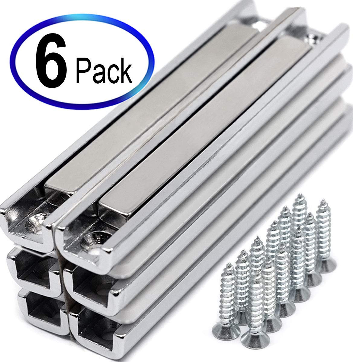 6 Neodymium Channel Magnets with Countersunk Holes | 70 LB Each