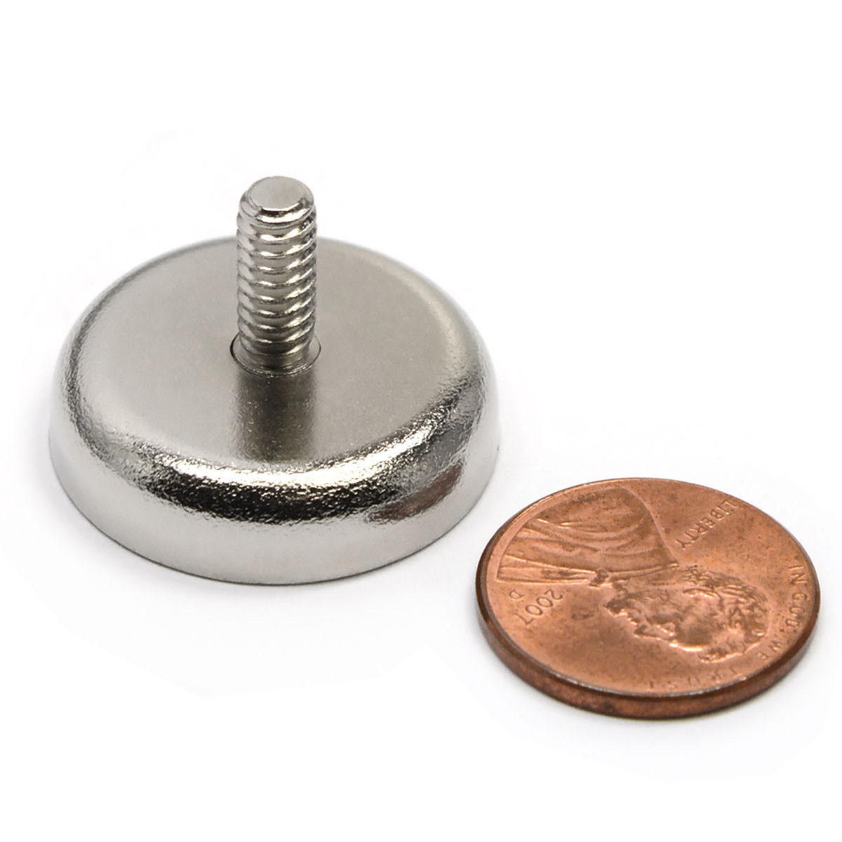 1" Diameter Neodymium Cup Magnet: 39 LB Pull Strength | #10-24 Threaded ...