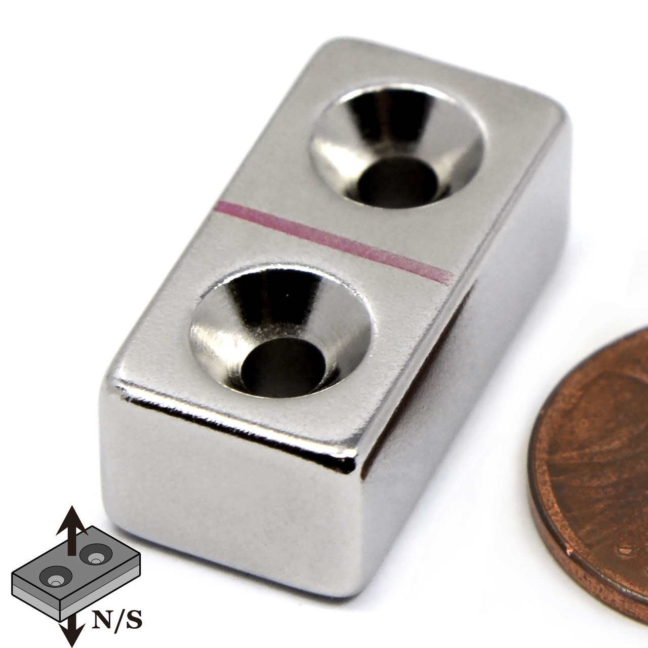 Strong N45 Neodymium Block Magnet - 27.8 LB Pull - 1x1/2x3/8 Inch with ...