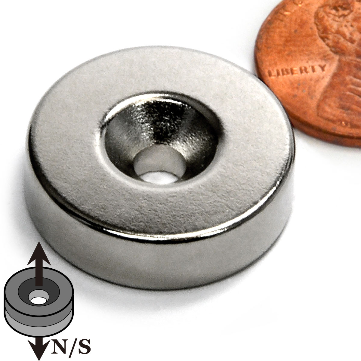 N52 Neodymium Disc Magnet - 23 LB, 7/8x1/4" with 8 Countersunk Holes ...